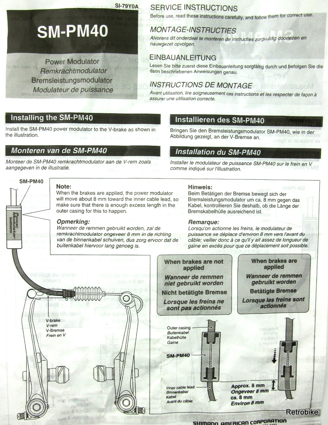 retrobikefranken - Shimano Power Modulator SM PM40 blau Zugführungsrohr ...